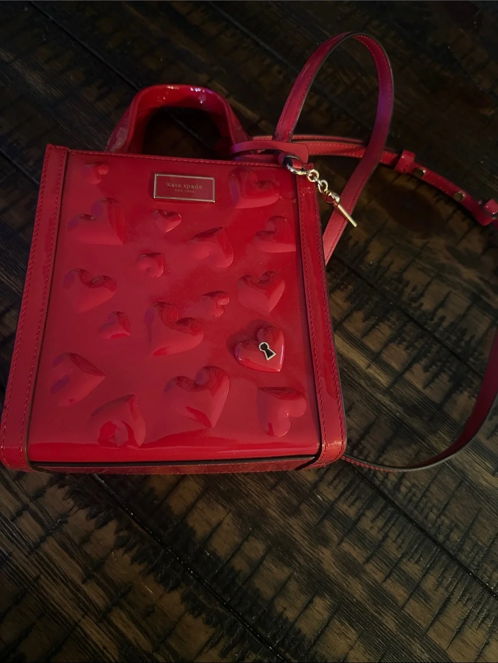 kate spade | Bags | Kate Spade Red Patent Heartembossed Crossbody Bag ...